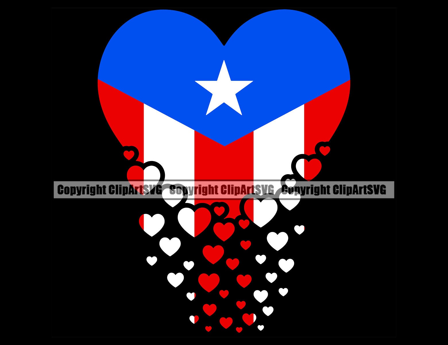 Puerto Rico Rican Falling Heart Shaped Flag Country World - Etsy