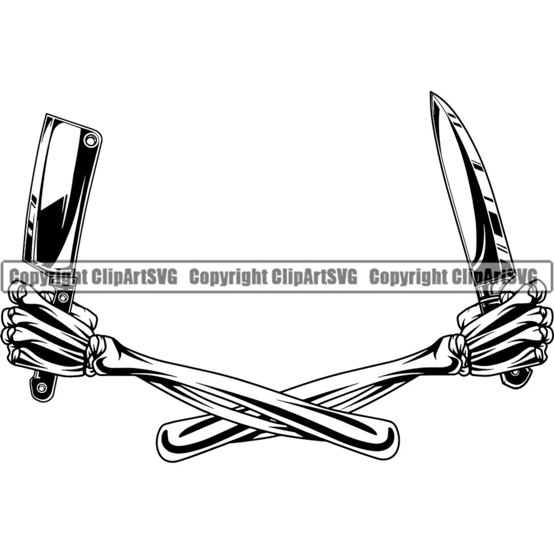 Skeleton Arm Hand Holding Meat Clever Butcher Knife Chef Cook Cooking ...
