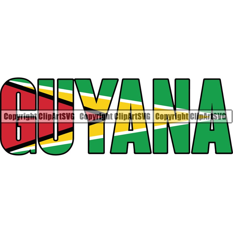 Guyana Guyanese Name Word Text Flag Name Country World Nation - Etsy