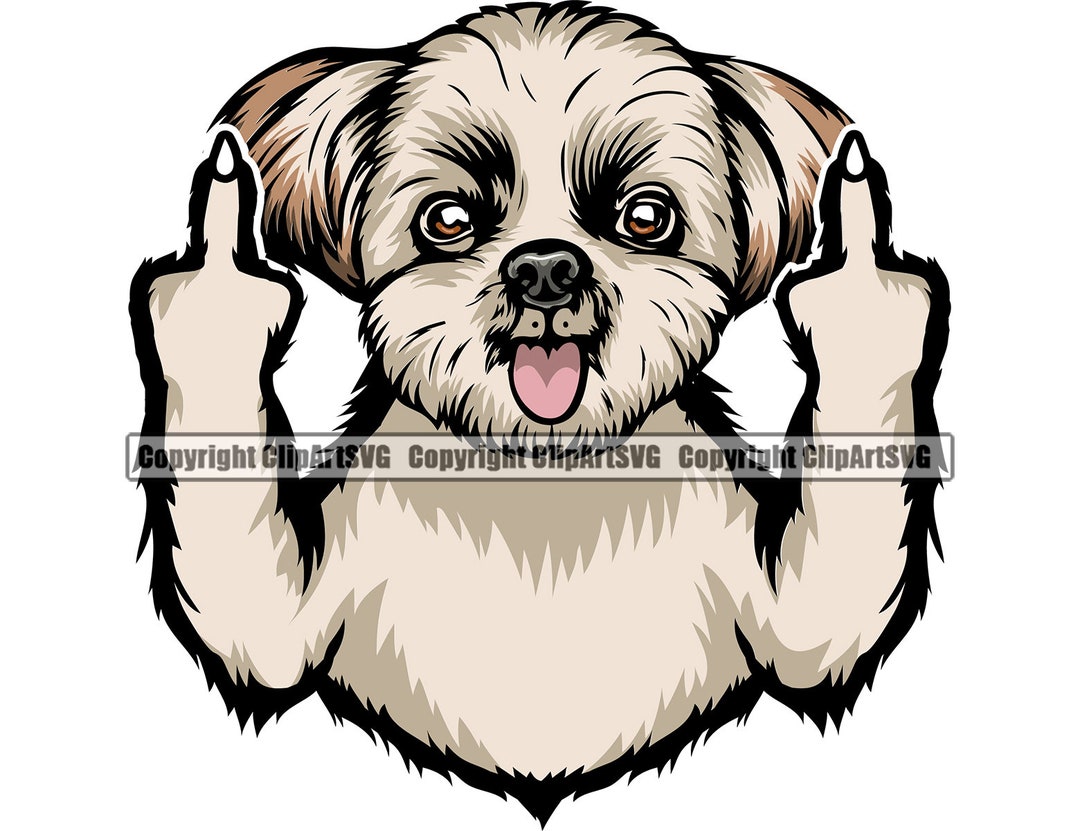Shih Tzu Dog Middle Finger Breed Paw Puppy Pup Pet Funny Art Silhouette ...