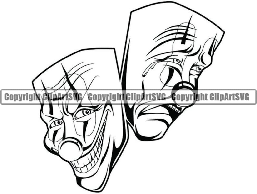 Happy Sad Masks #17 Laugh Now Cry Later Clown Face Gangster Biker Thug ...