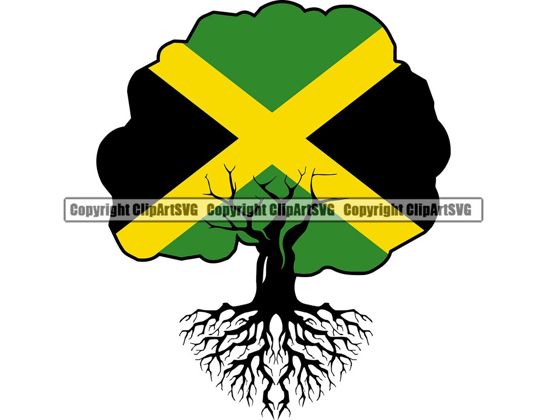 Jamaica Jamaican Tree Roots Family Home Flag Country World Nation Map ...