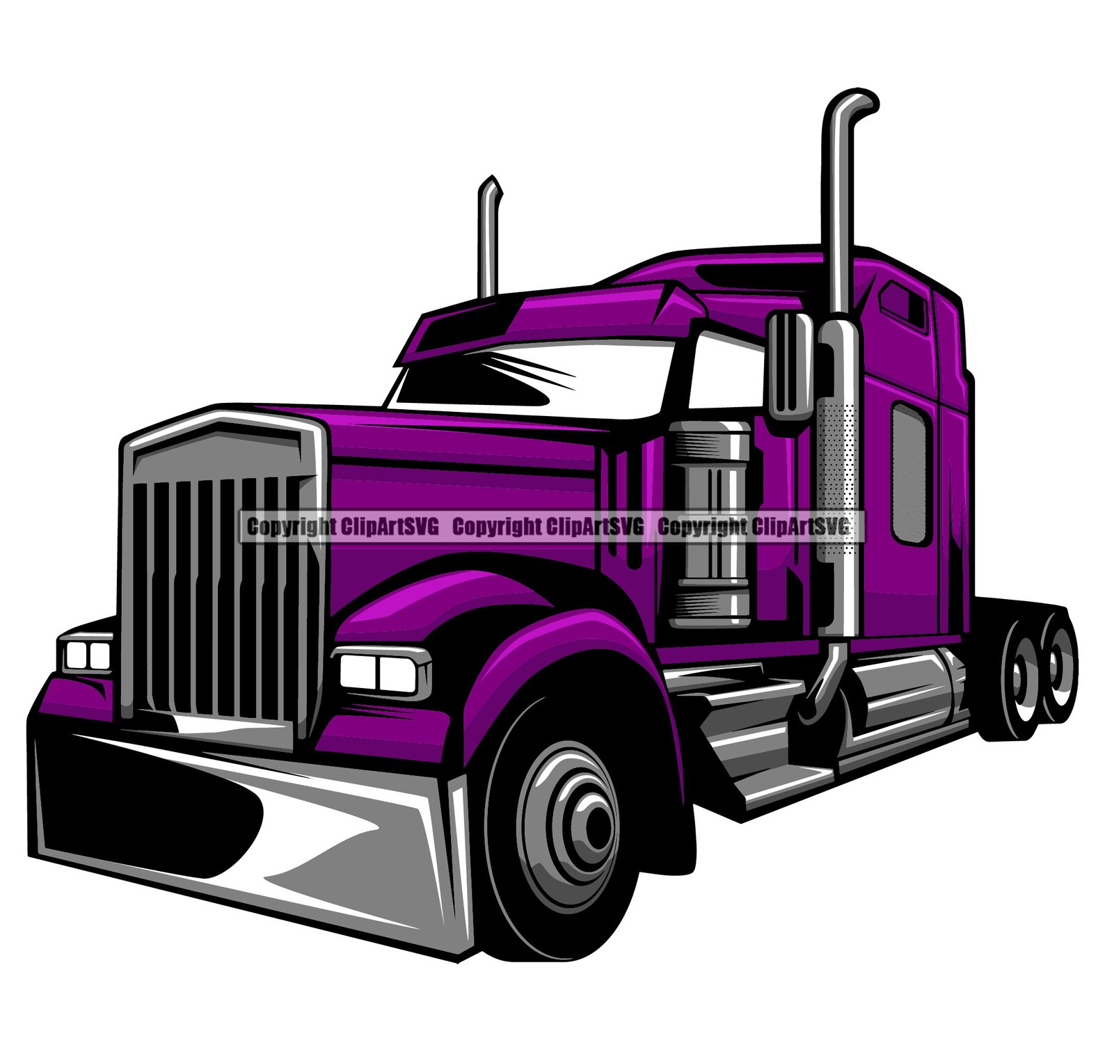 Purple Semi Tractor Trailer Female Woman Truck Driver Lady Trucker ...