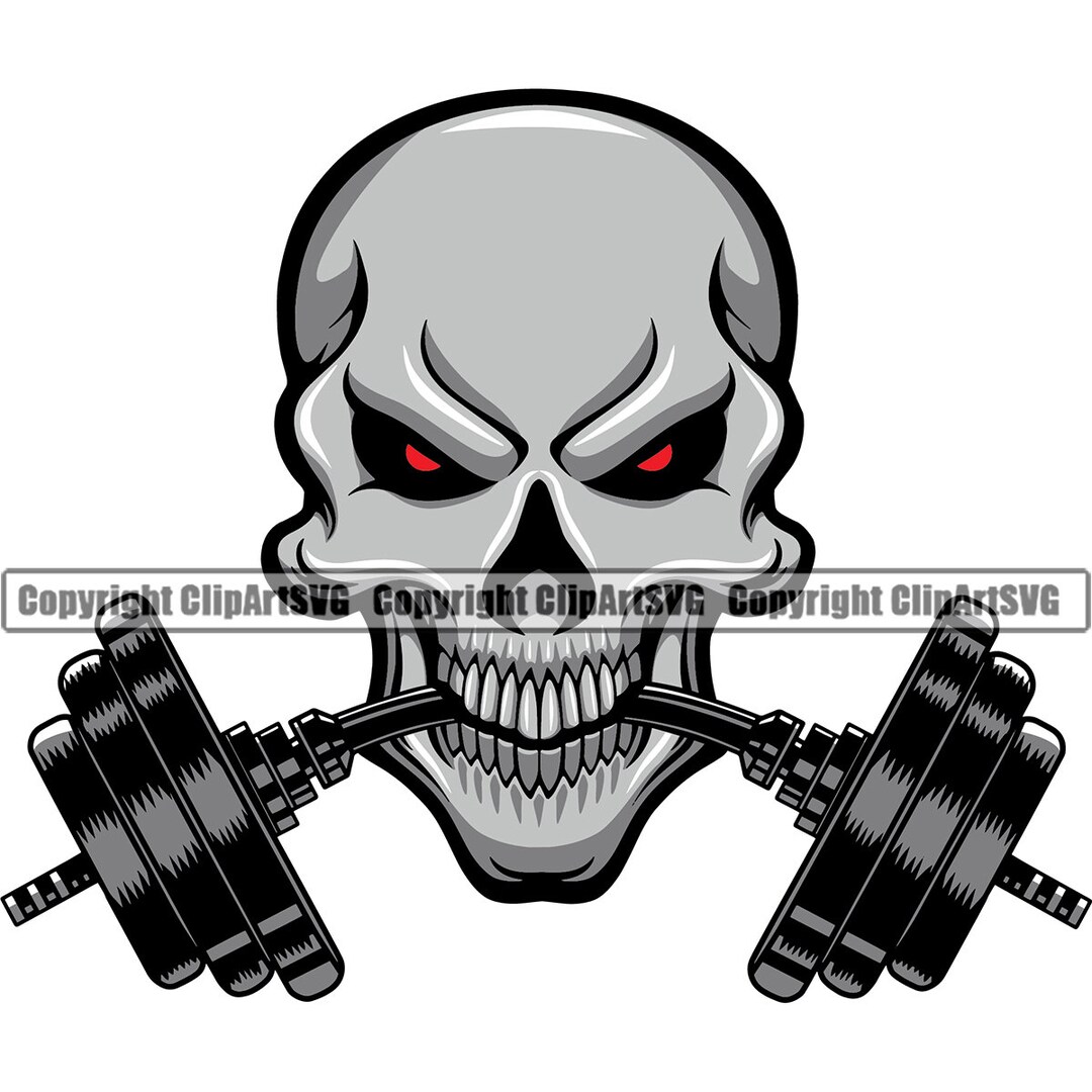 Skull Skeleton Barbell Fitness Bodybuilding Bar Weightlifting Workout ...