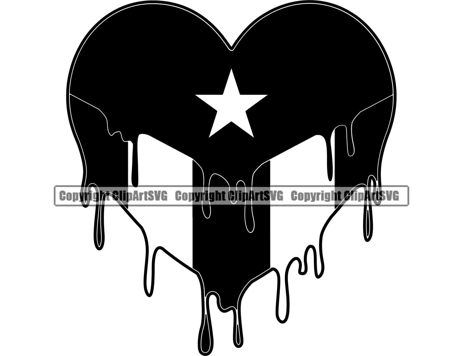 Puerto Rico Rican Drip Dripping Heart Love Melt Melting Flag - Etsy