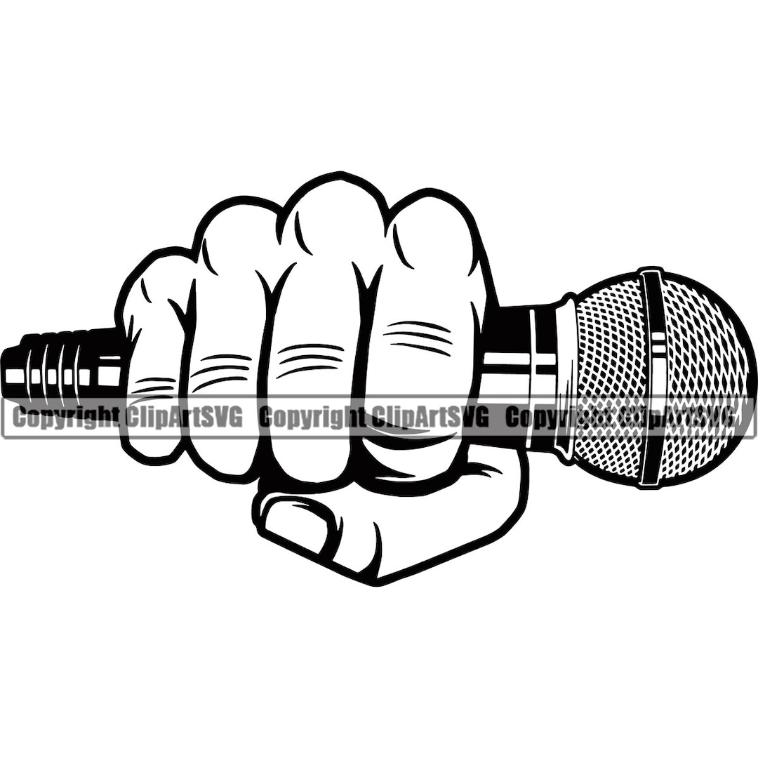 Hand Holding Microphone Audio Sound Voice Mic Music Studio Radio Hip ...