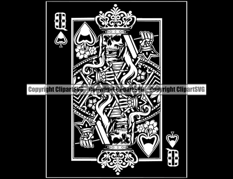 Queen Spades Skull Skeleton Poker Playing Card Gambling Gamble - Etsy