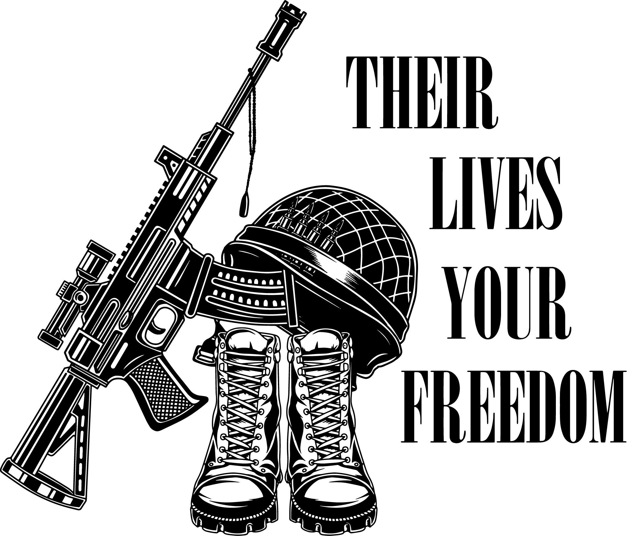 Army Boots Gun And Helmet