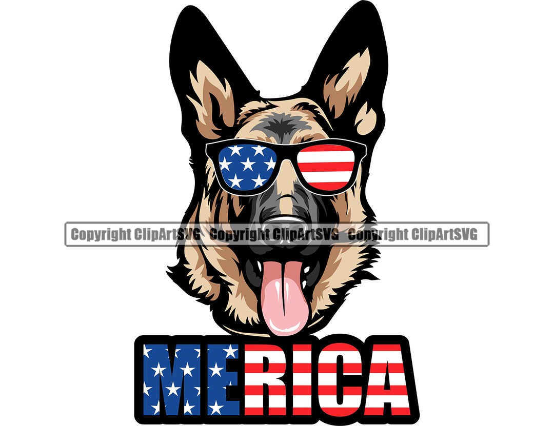 German Shepherd Merica American US Flag Sunglasses Paw Puppy Pup Pet ...