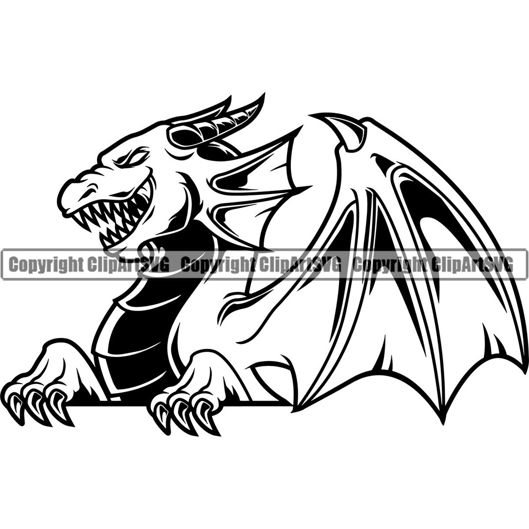 Dragon Mythological Creature Mascot School Team Head Face Sport Esport ...