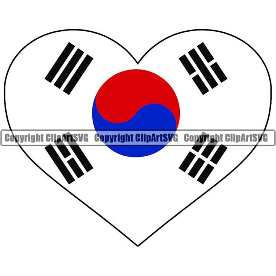 South Korea Heart Shaped Flag Korean Asia Asian Country World National ...