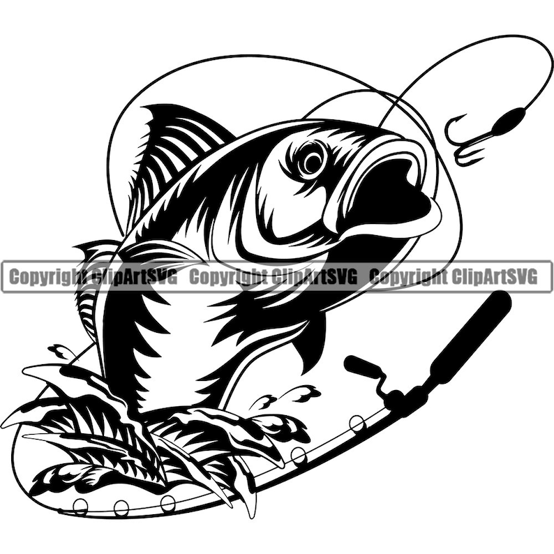 Perch Fishing Logo Fish Pole Fresh Salt Water Lake River Ocean - Etsy