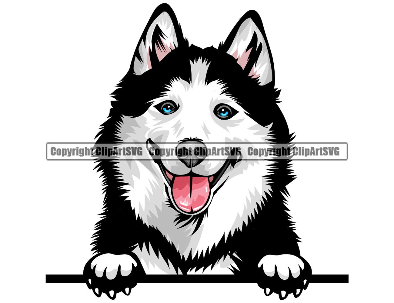 Siberian Husky Dog Peeking Peek-A-Boo Breed Happy Face Puppy | Etsy