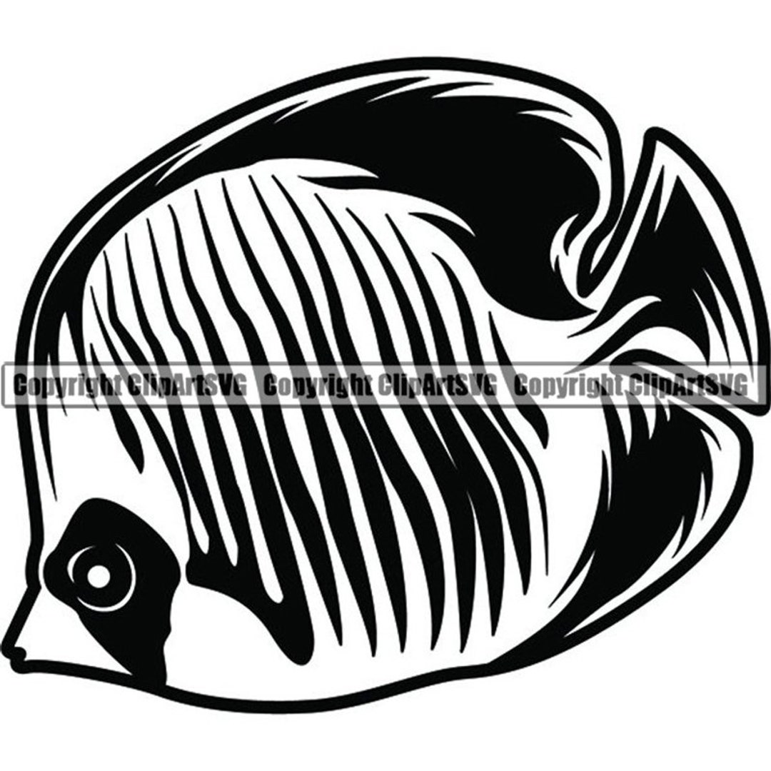 Tropical Fish Black And White Clipart