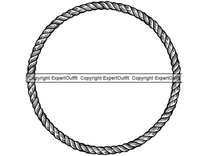 Rope Frame Circle Shield Cowboy Western Rodeo Country Badge Label ...