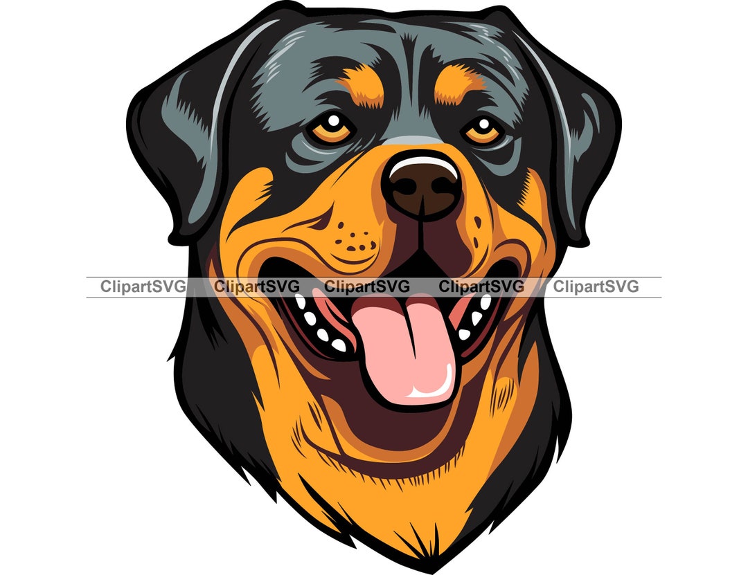 Rottweiler Smiling Dog Cute Rotty Puppy Head Canine Pet Love Breed ...