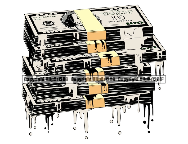100 Hundred Dollar Bill Money Stack Drip Dripping Paper Cash - Etsy