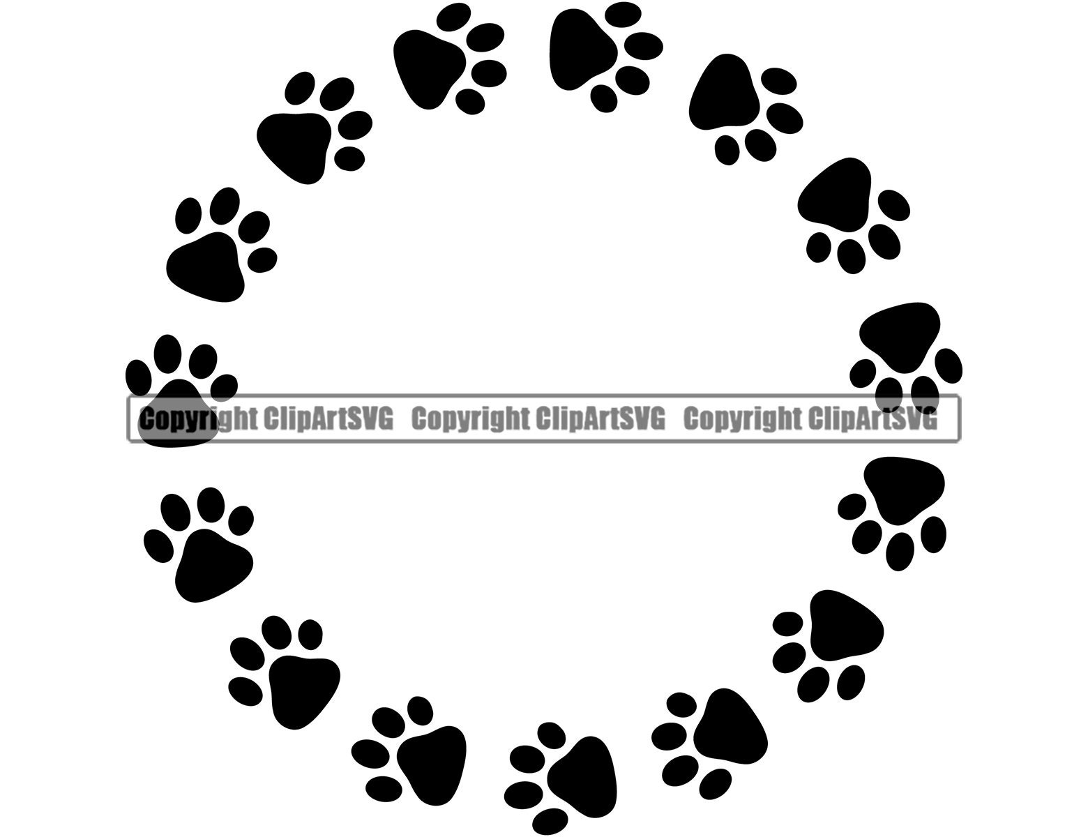 Dog Cat Pet Circle Round Frame Border Paw Print Puppy Pup - Etsy