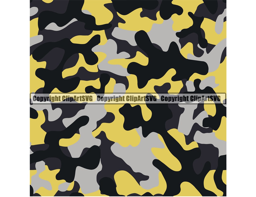 Yellow Camo Camouflage Seamless Pattern War Print Military Hunt Wrap ...