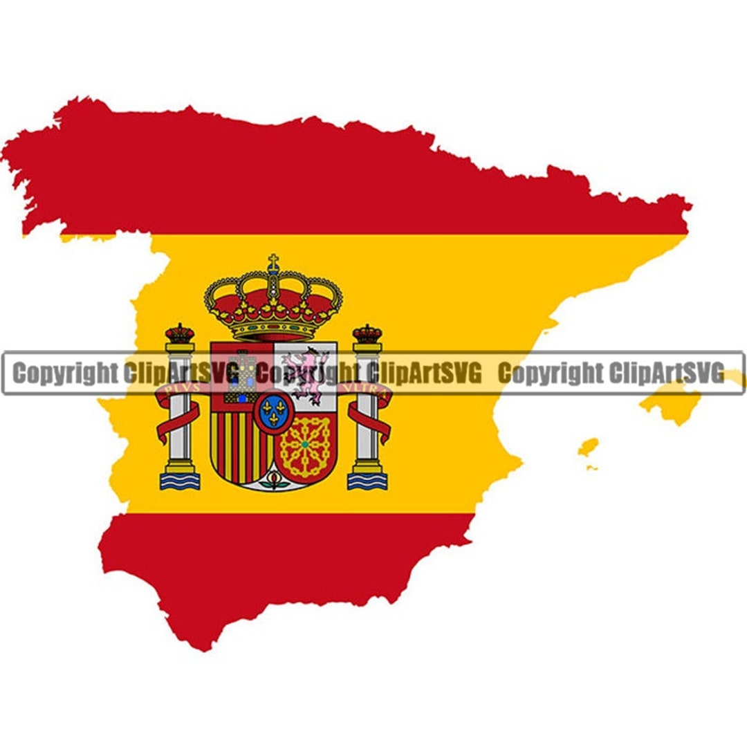 Spain Spanish Spaniard Europe Country World National Nation Flag Map ...