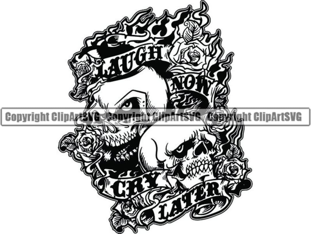 Happy Sad Masks #18 Skull Laugh Now Cry Later Clown Face Gangster Biker ...