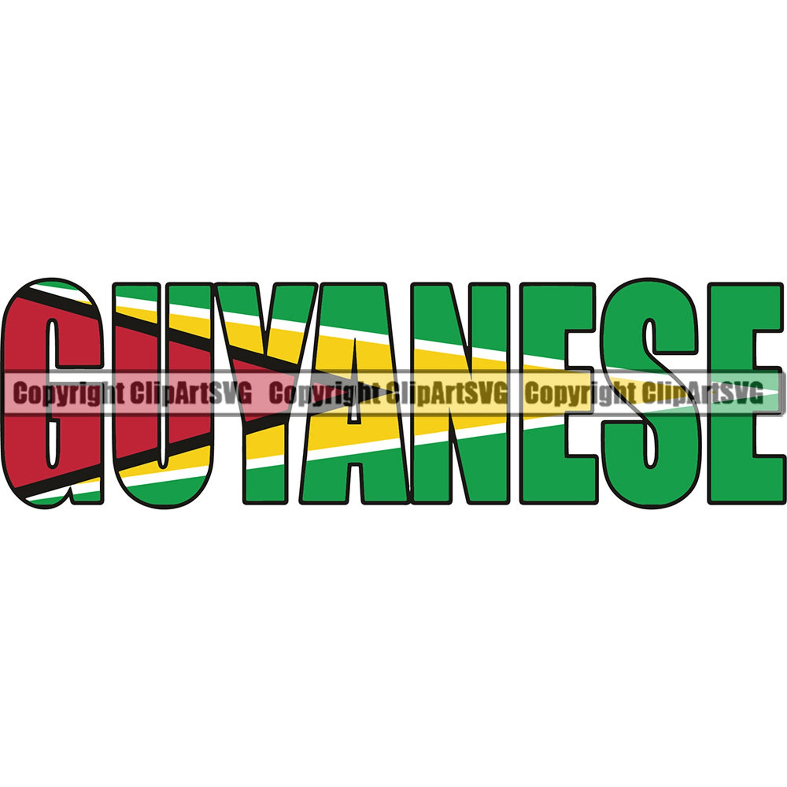 Guyana Guyanese Name Word Text Flag Name Country World Nation Map Sign ...