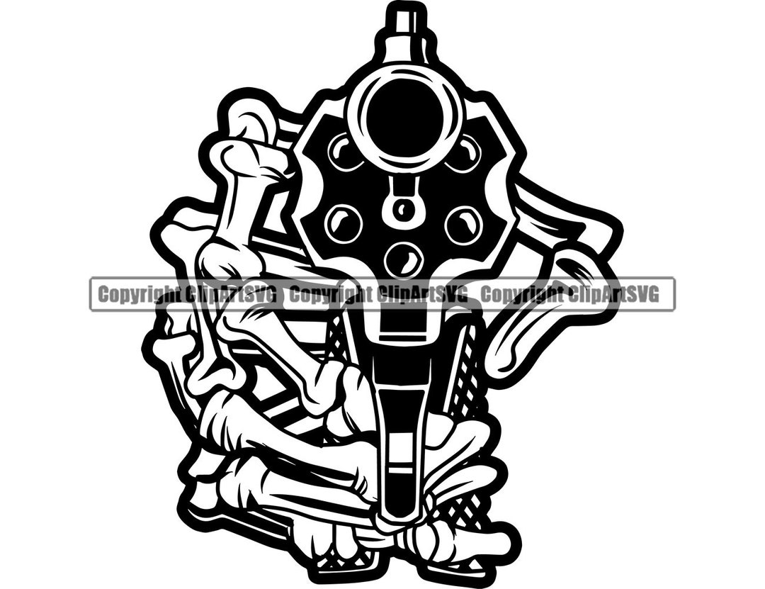 Skull Skeleton Hand Hold Holding Gun Pistol Revolver Grab Evil Kill ...