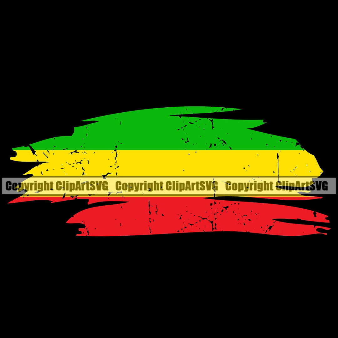 Rasta Reggae Flag Distressed Paint Stroke Background Music Hippy ...