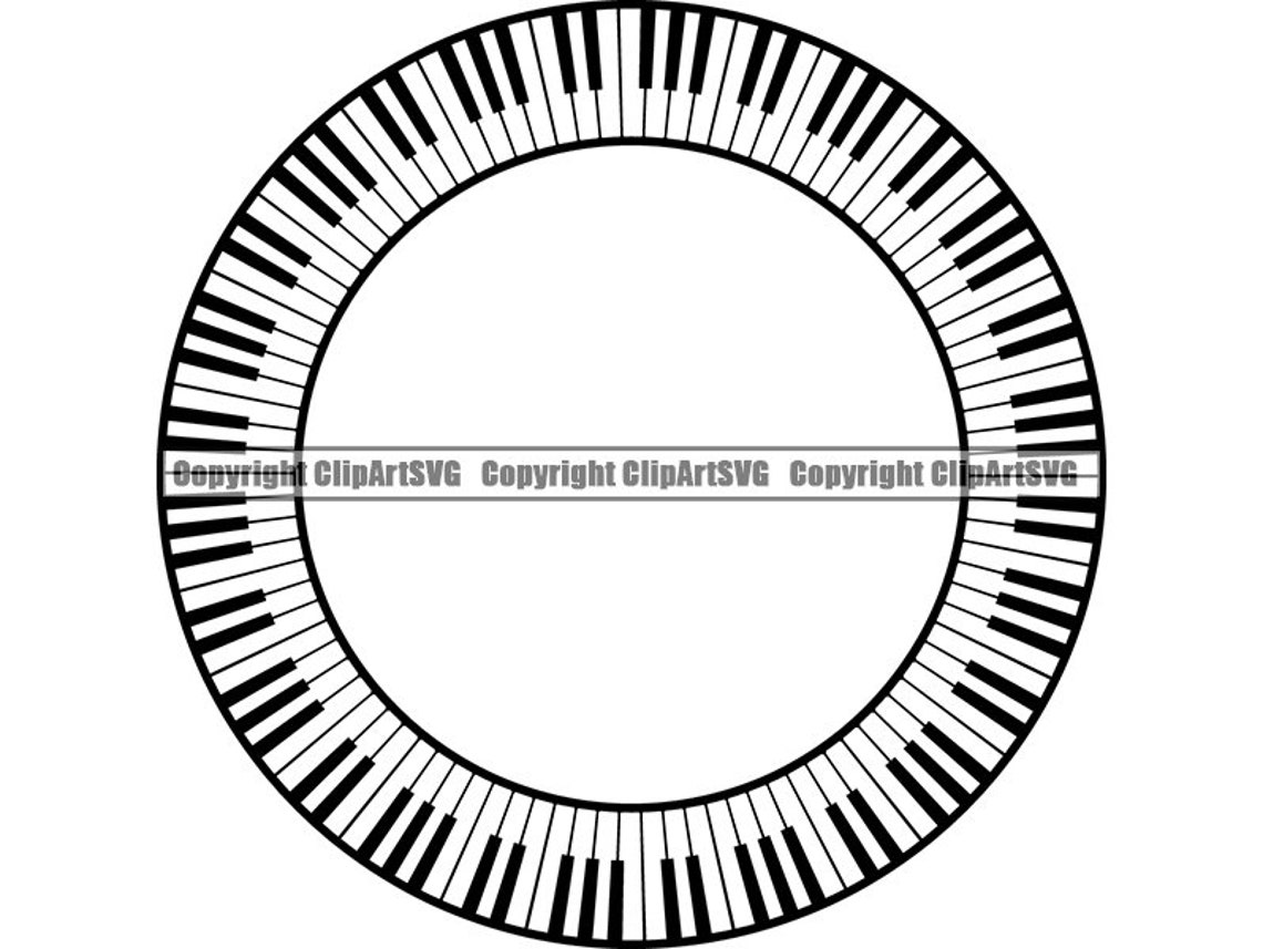 Piano Keys Circle Round Frame Border Music Note Symbol Treble | Etsy