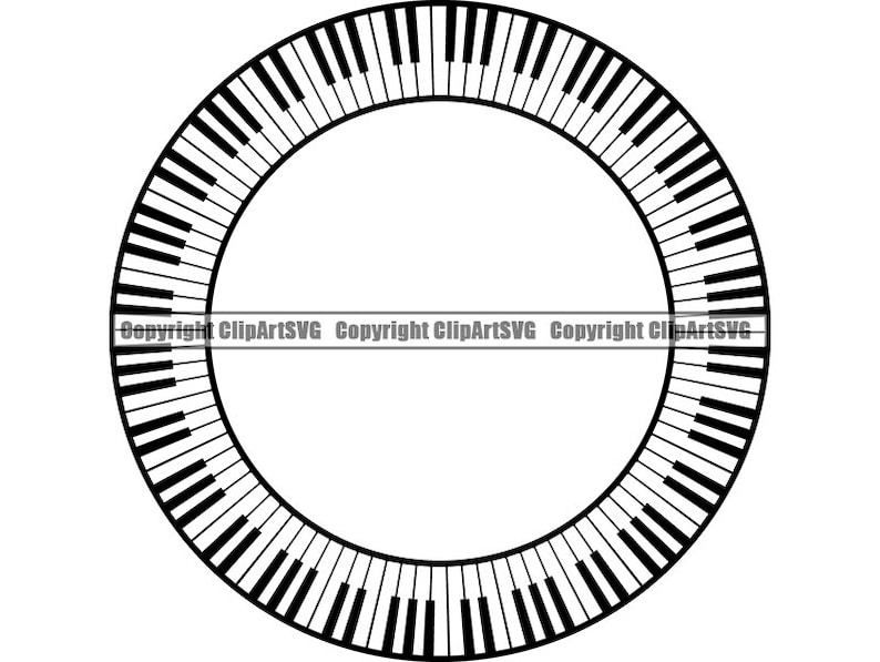 Piano Keys Circle Round Frame Border Music Note Symbol Treble - Etsy