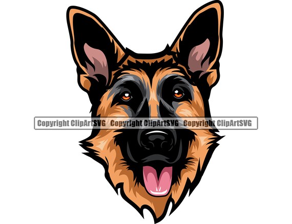 Drawing & Drafting German Shepherd Dog Breed Head Face Happy Puppy ...
