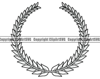 Wreath Olive Branch Leaves Logo Design Element Emblem Label Sticker ...
