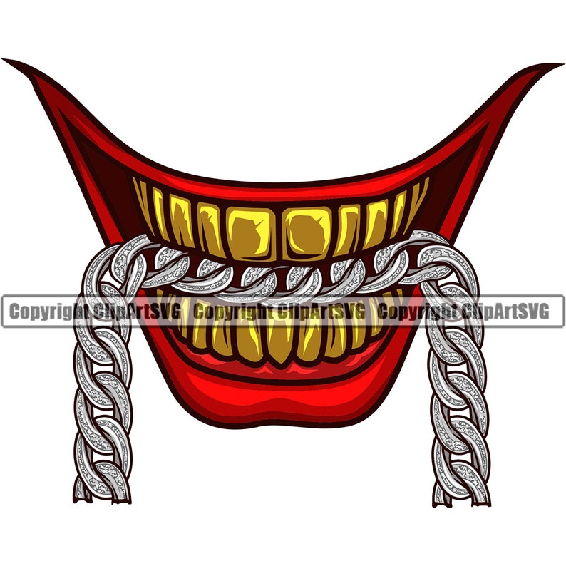 Joker Smile Diamond Teeth Bite Gold Chain Super Hero Villain - Etsy
