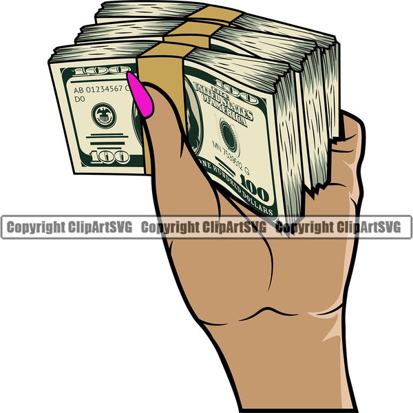 Female Hand Holding Money Clip Art - Etsy