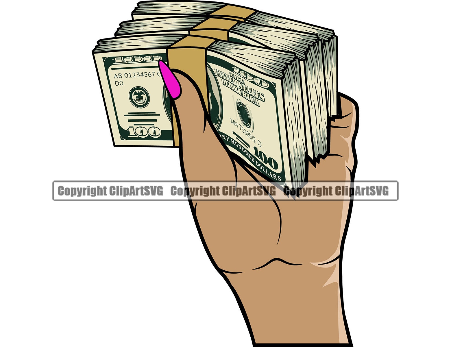 Female Hand Holding Money Knot Stack 100 Hundred Dollar Bill | Etsy