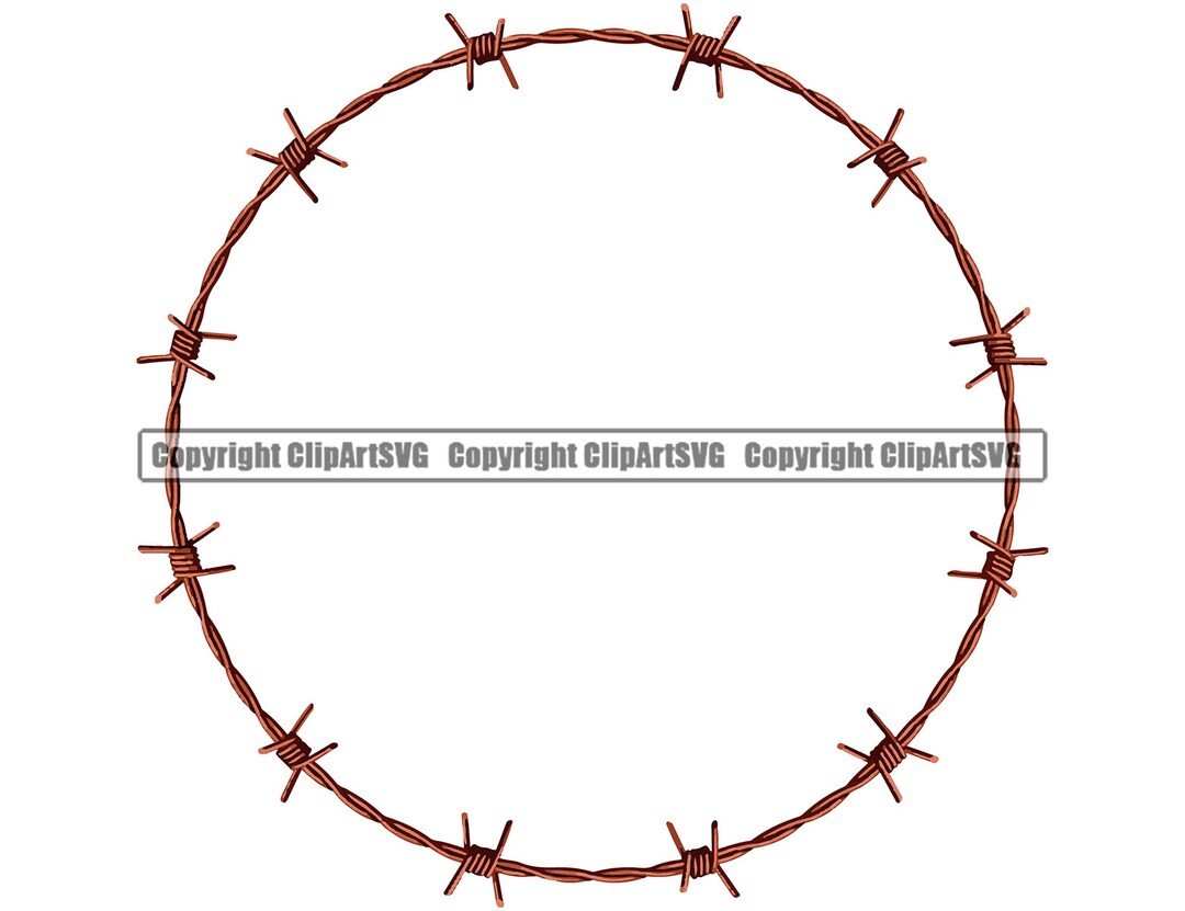 Barbed Wire Oval Round Frame Razor Fence Fencing Barb Bob Forbidden ...