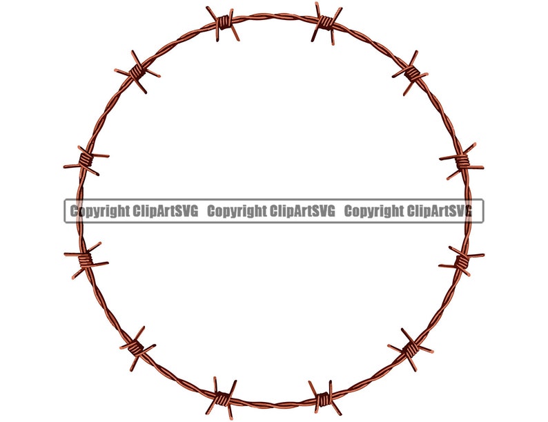 Barbed Wire Oval Round Frame Razor Fence Fencing Barb Bob Forbidden ...