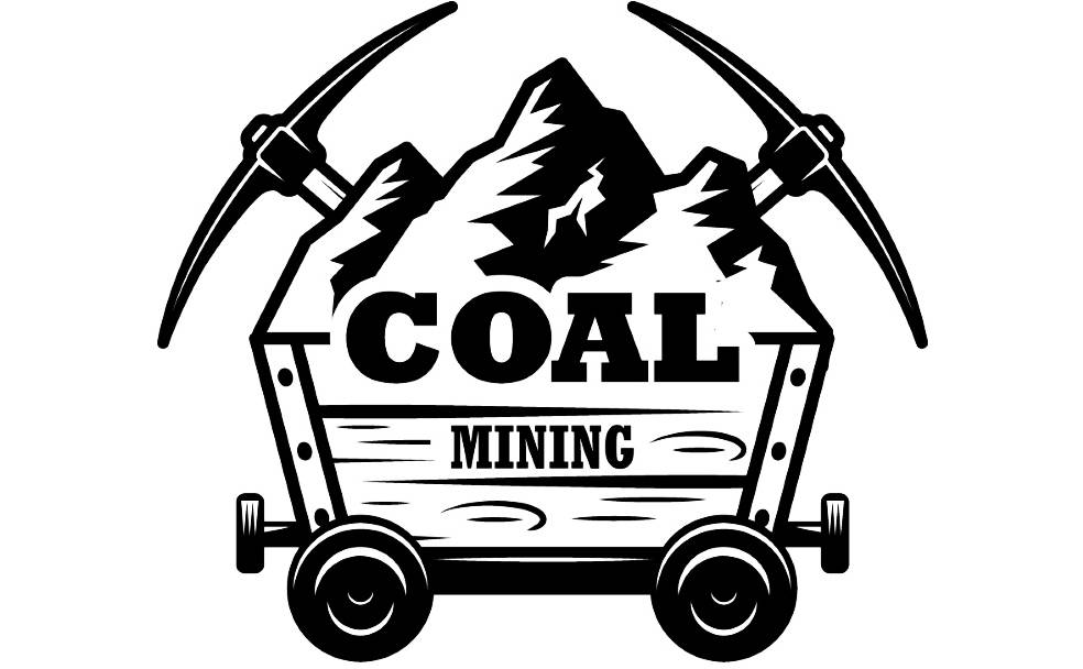 Mining Logo 6 Pick Axes Tool Cart Construction Digging Coal