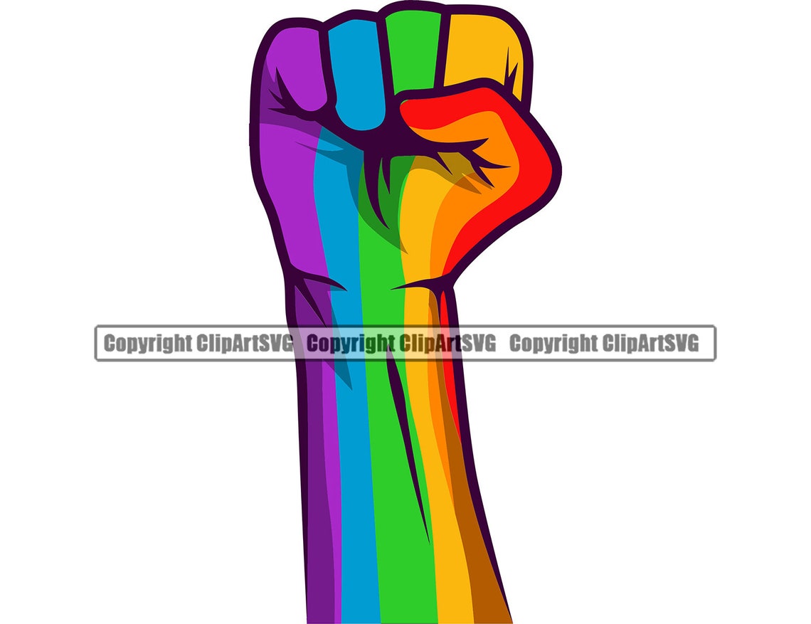 Gay Fist Hand Pride Symbol Rainbow Flag LGBT Pride Rights Power ...