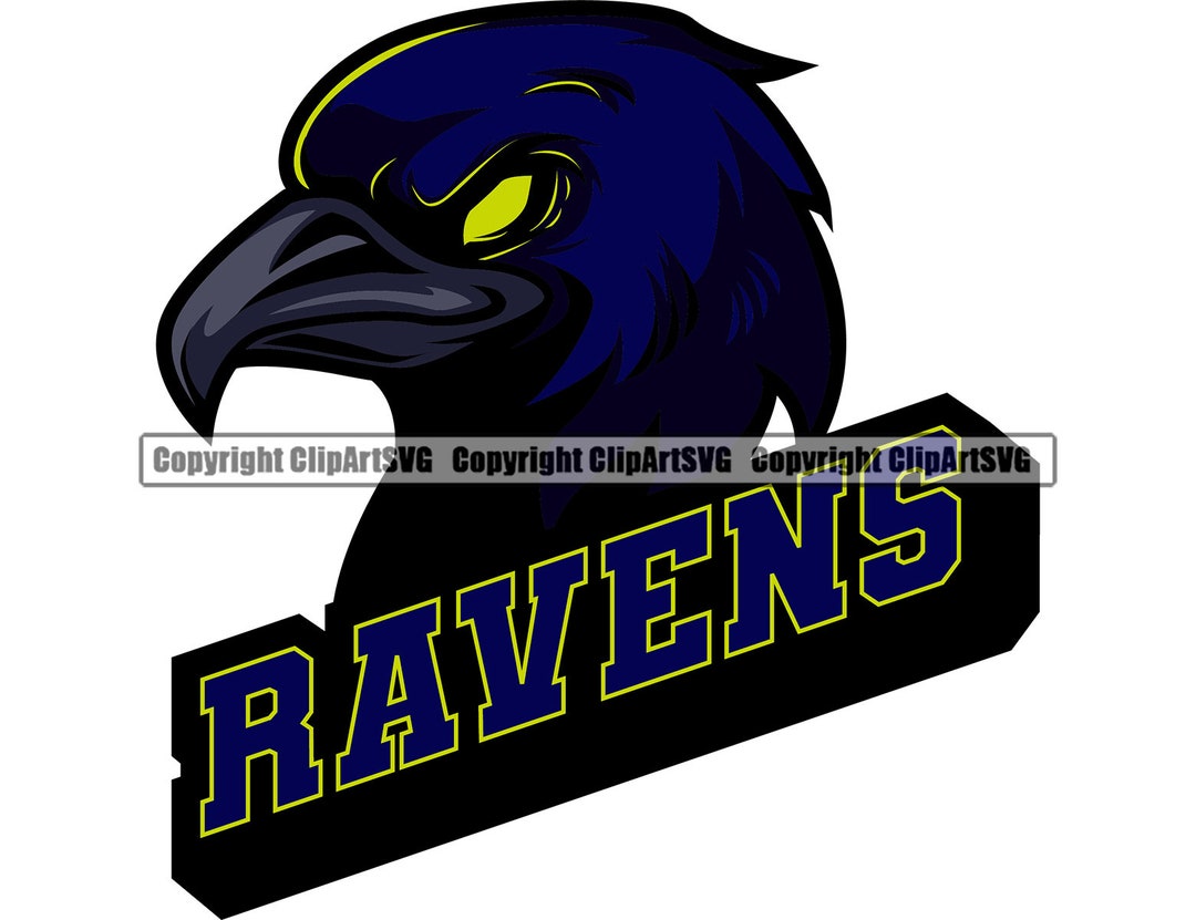 Raven Bird Mascot School Team Head Face Sport Esport Game Emblem Sign ...