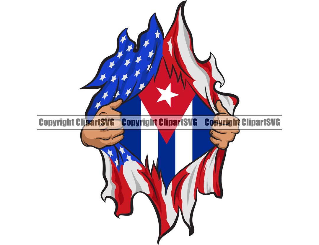 Cuba Cuban Superhero Hand Rip Tear Ripping USA Flag Country World ...
