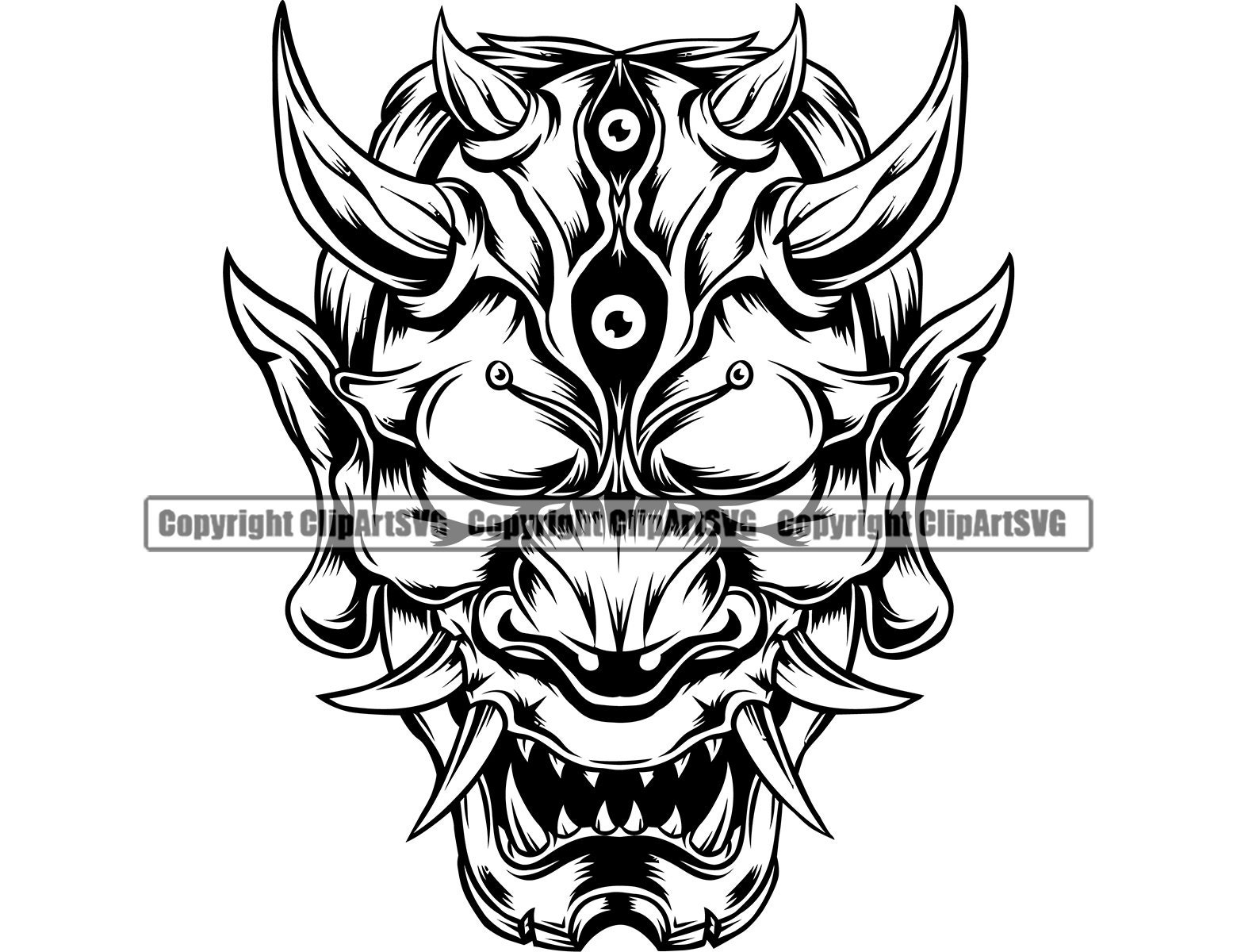 Japanese Demon Face Tattoos