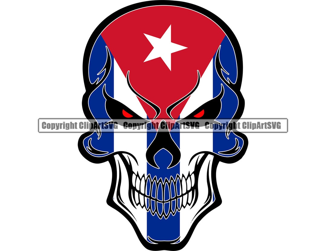 Cuba Cuban Skull Skeleton Flag Country World Nation Map Sign Symbol ...