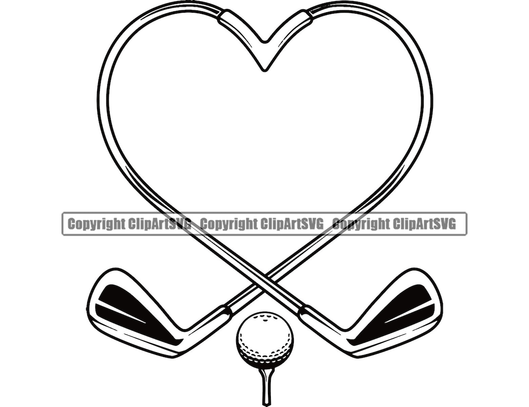 Golf Club Heart Golfer Love Swing Hit Ball Tee Sport Course Cart Car ...