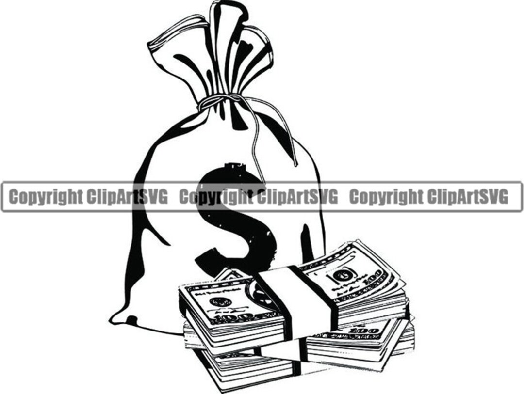 Money #25 Cash Bag Sack 100 Dollar Sign Bills Bank Gold Coins Success ...