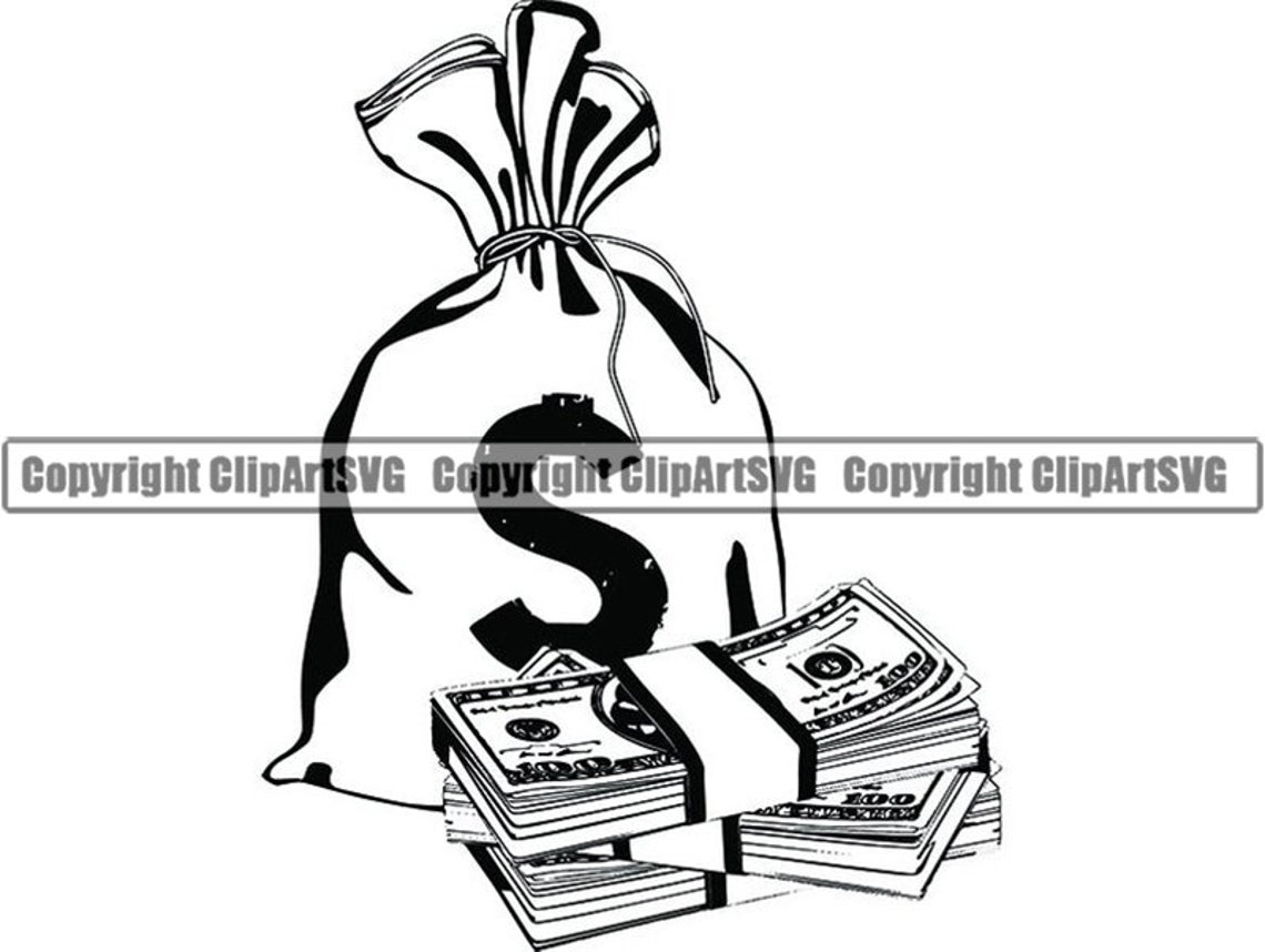 Money #25 Cash Bag Sack 100 Dollar Sign Bills Bank Gold Coins Success ...