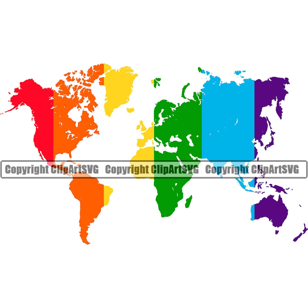 Gay Pride World Nation Map Rainbow Flag LGBT Pride Right Homosexual ...