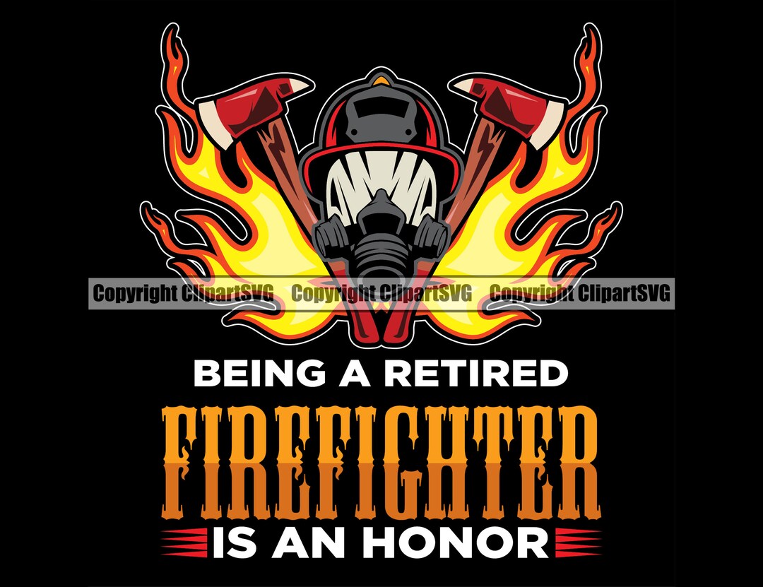 Retired Firefighter Firefighting Axe Fire Flames Rescue Fireman Mask ...