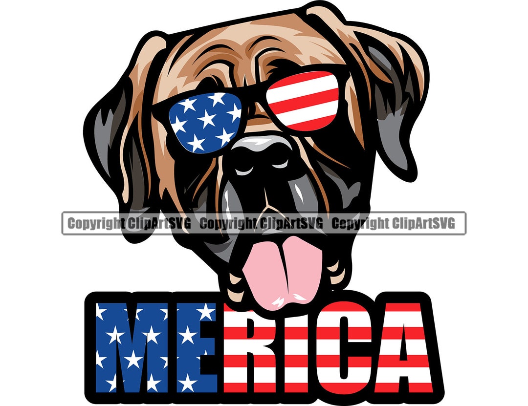 Mastiff Dog USA Flag Sunglasses Merica America American Puppy Pet ...