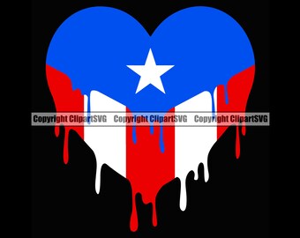 Puerto rico flag heart svg | Etsy México